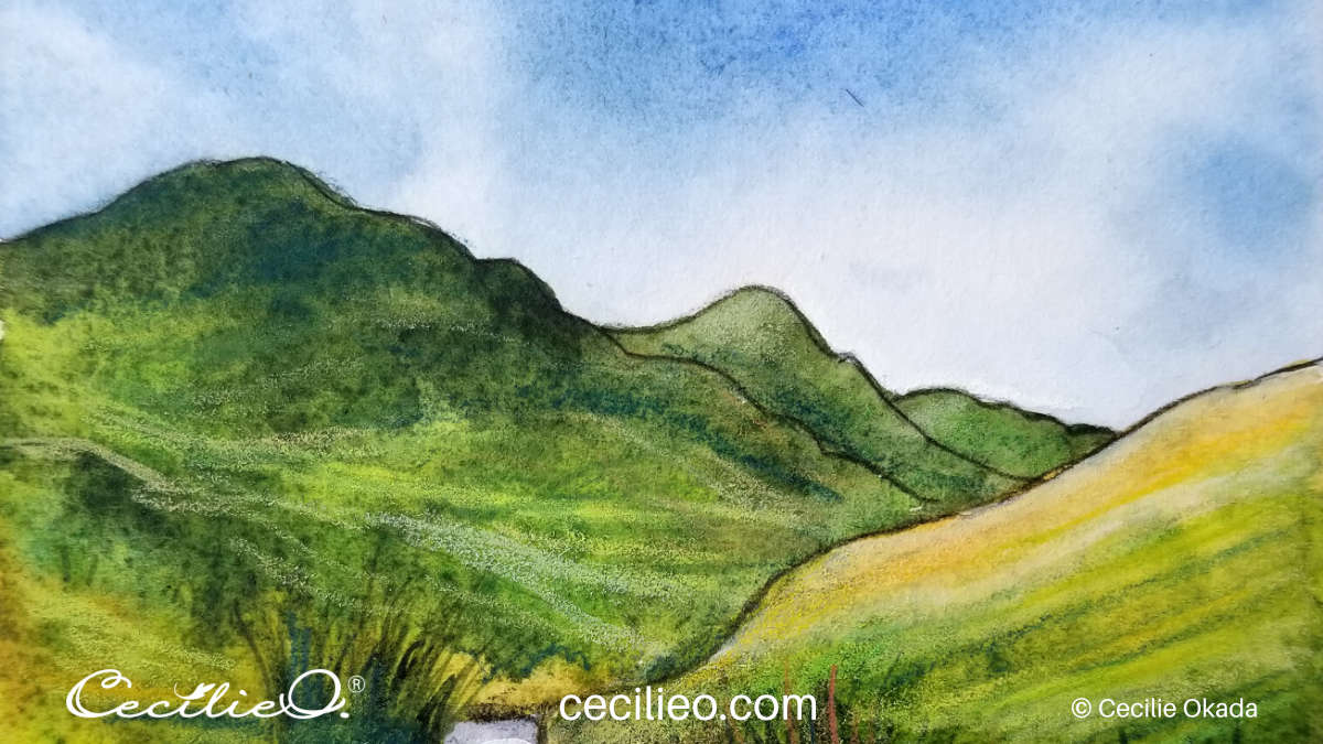 how to draw a landscape with watercolor