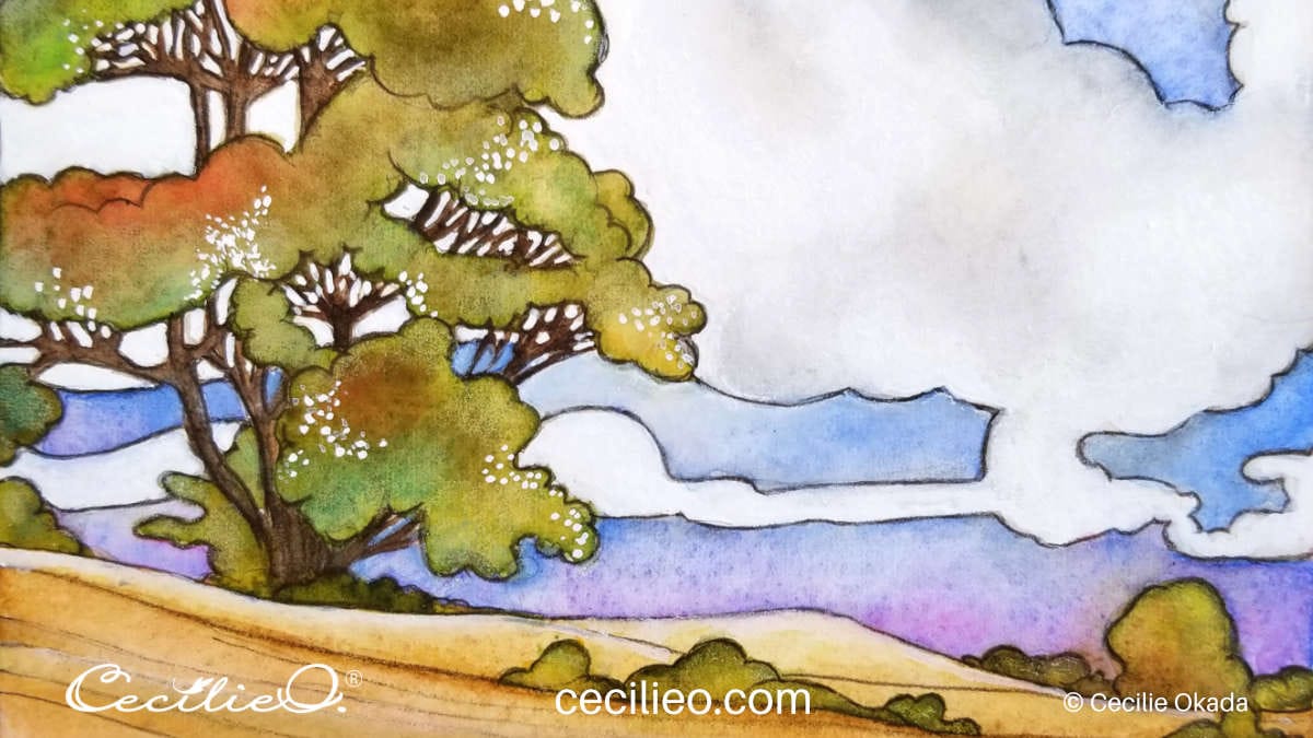 how to draw a landscape with watercolor