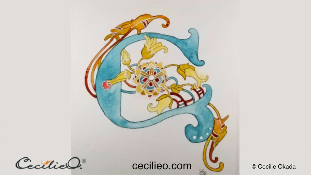 Watercolor Tutorial With Illuminated Letter C Color Palette