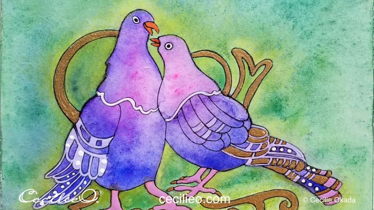 how to draw love birds step by step