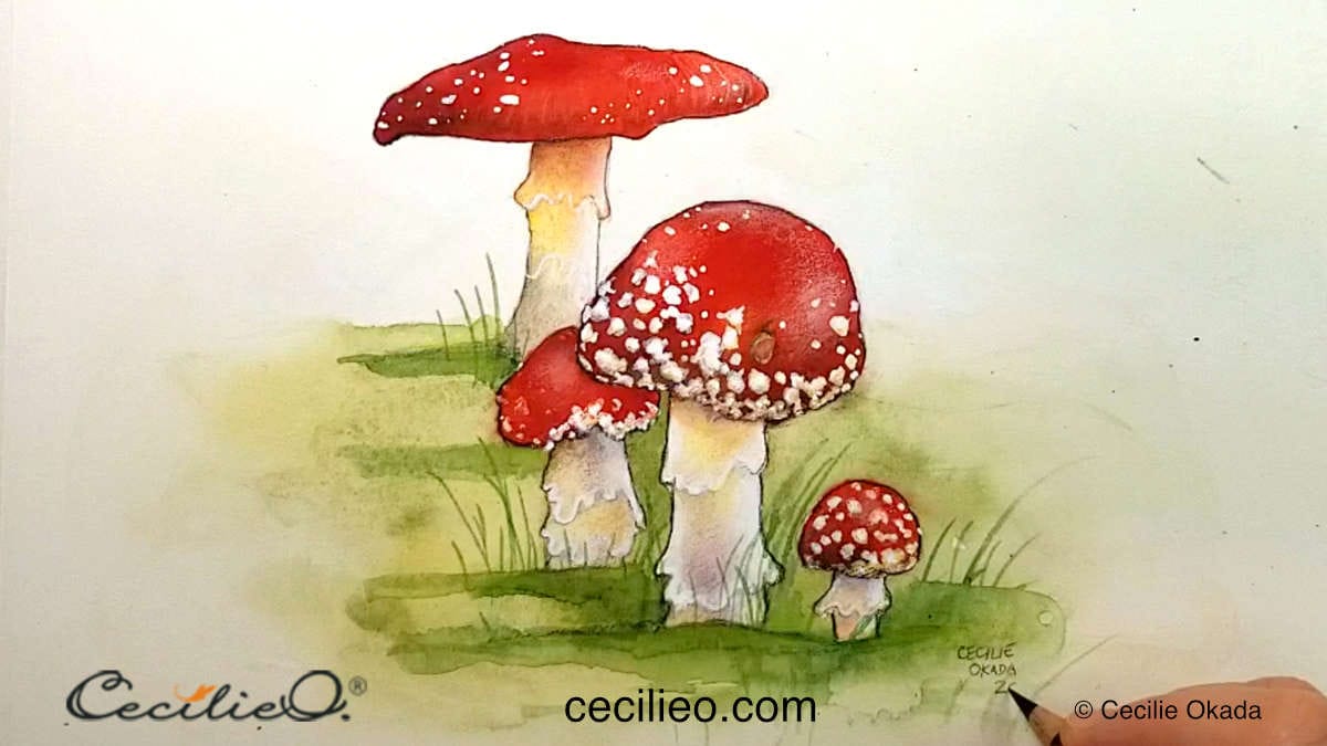 how to draw mushroom