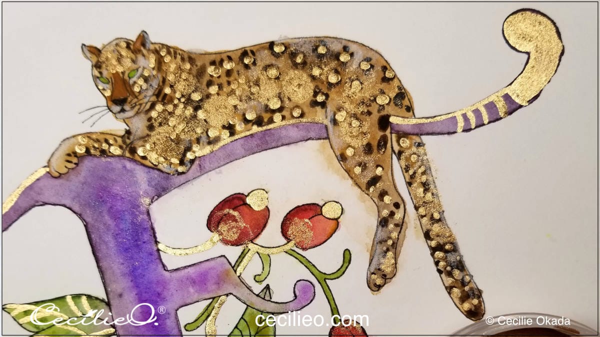 Leopard ‘F’ for Fearless: Watercolor & Gold Experiment