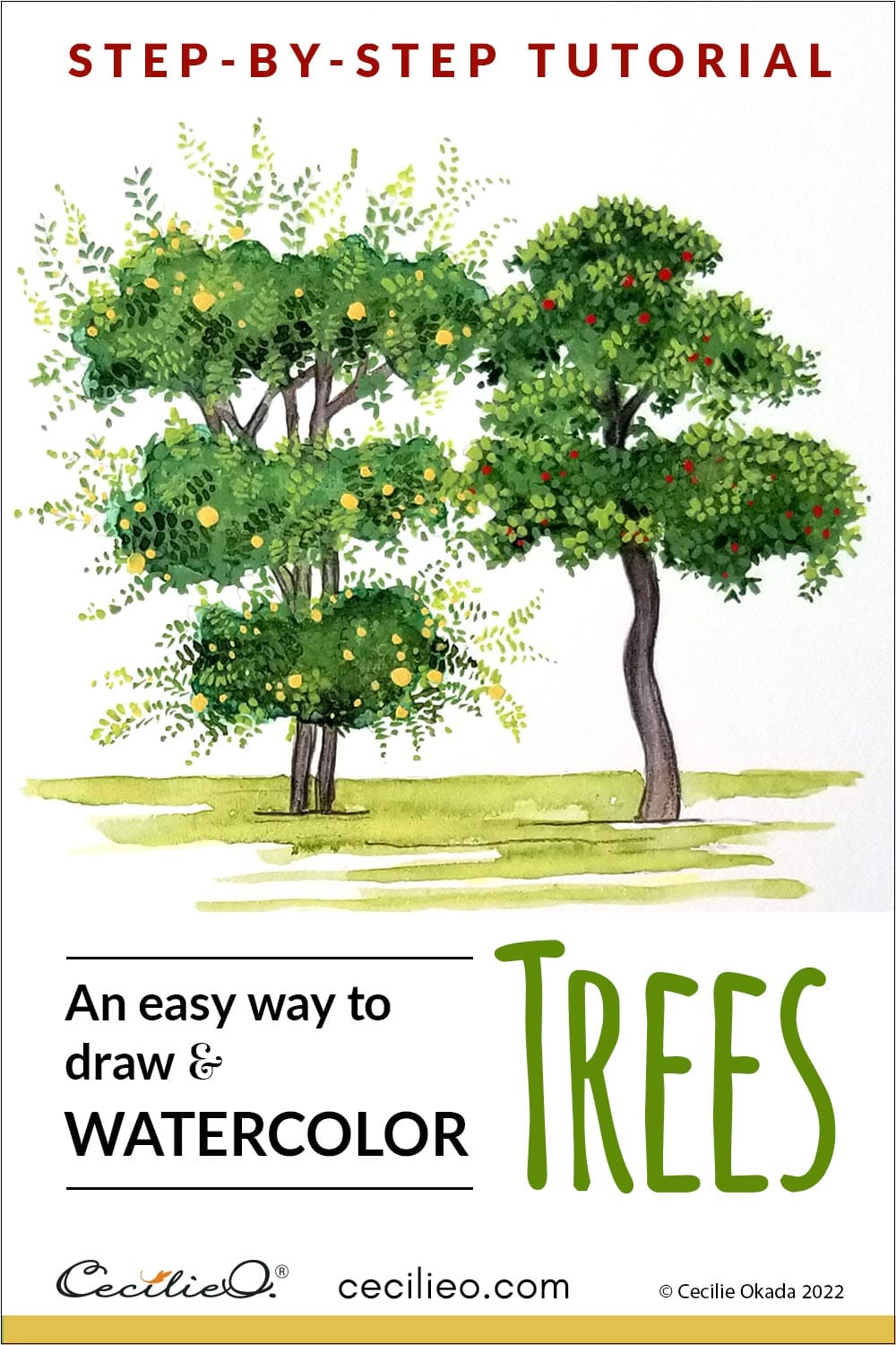 How to Watercolor Trees Inspired by Oriental Art