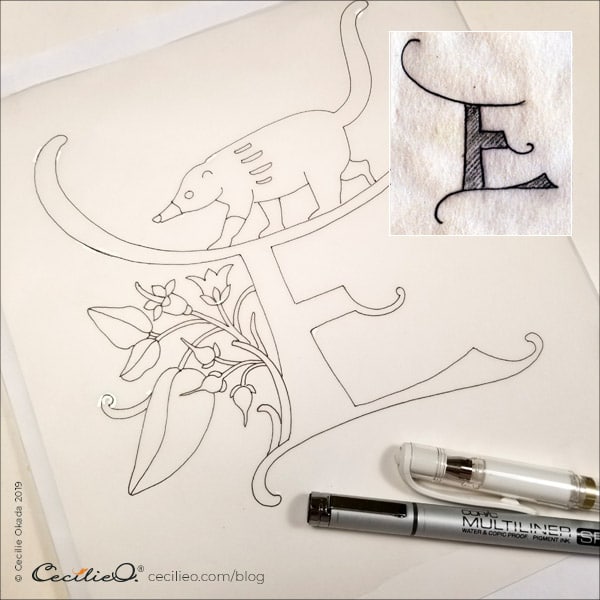 Whimsical Letter E Illustration for Your Journal