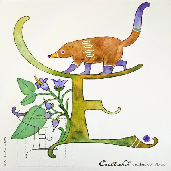 Whimsical Letter E Illustration for Your Journal