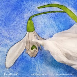 Watercolor Spring Flower Tutorial: Snow Drop