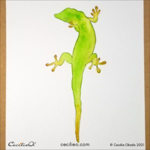 Easy Watercolor Painting in 5 Steps: Green Gecko