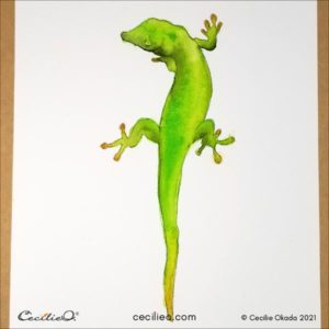 Easy Watercolor Painting in 5 Steps: Green Gecko
