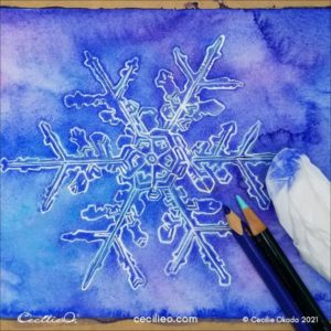 How to Watercolor a Sparkling, Real Snowflake