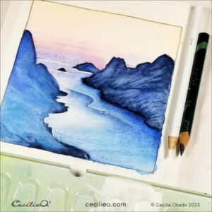 How to Paint a Watercolor Mountain Landscape With Sunrise